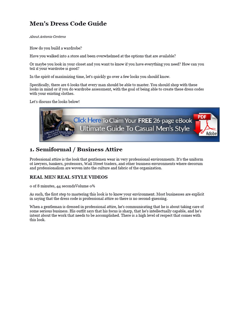 5. Men's Dress Code Guide | PDF | Clothing | Fashion