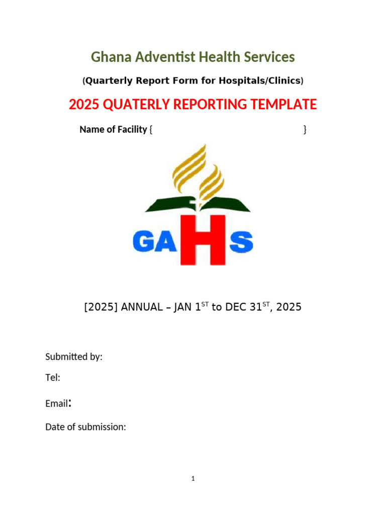 GAHS 2025 Quarterly Reporting Template | PDF | Budget | Health Care