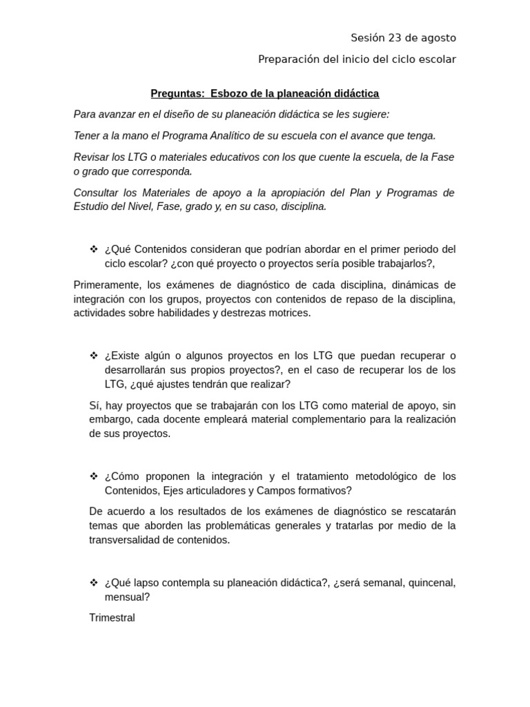 Preguntas Tercera Sesion 23 de Agosto | PDF