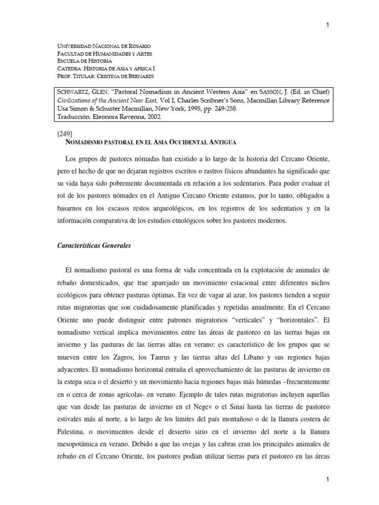 Schwartz_2002_-_Nomadismo_pastoral_en_el_Asia_Occidental_Antigua | PDF | Mesopotamia | Nómada