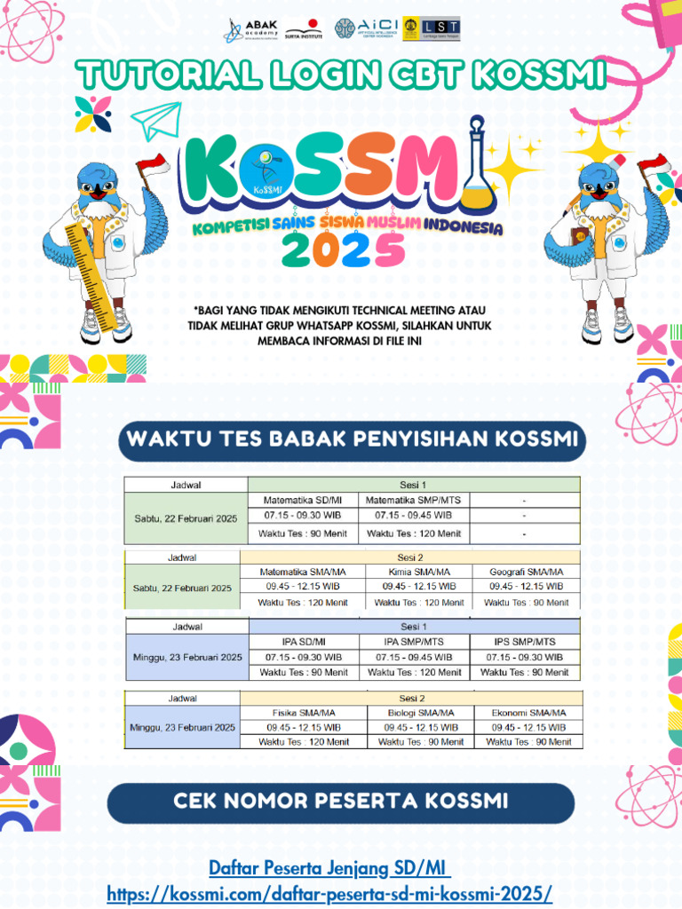 Panduan Login CBT KoSSMI 2025 | PDF