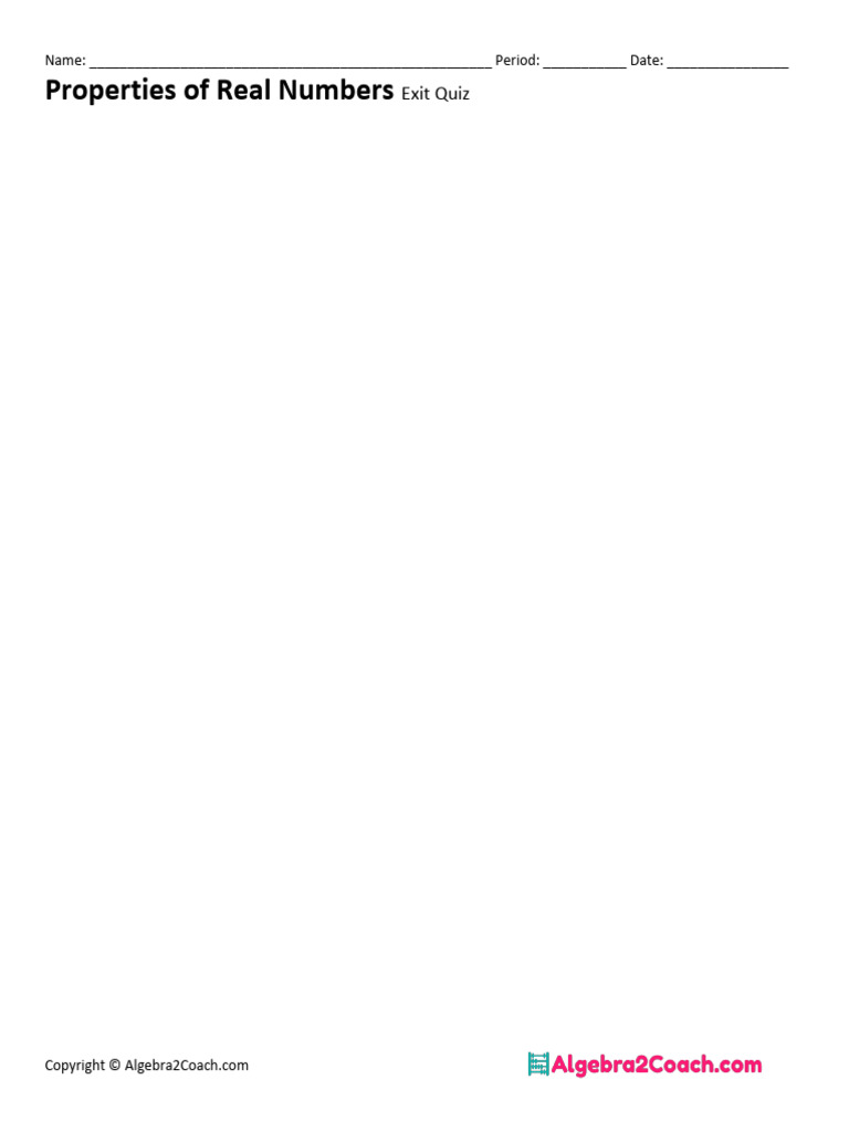 Real Numbers Properties Quiz | PDF | Multiplication | Question