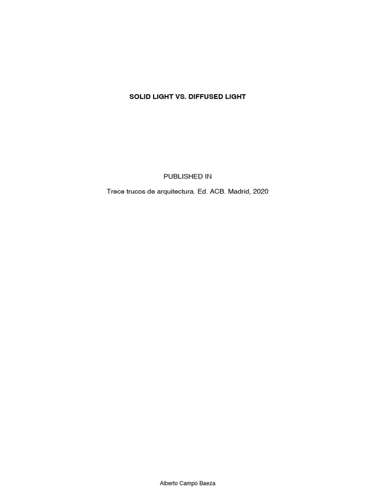 Solid vs. Diffused Light in Architecture | PDF