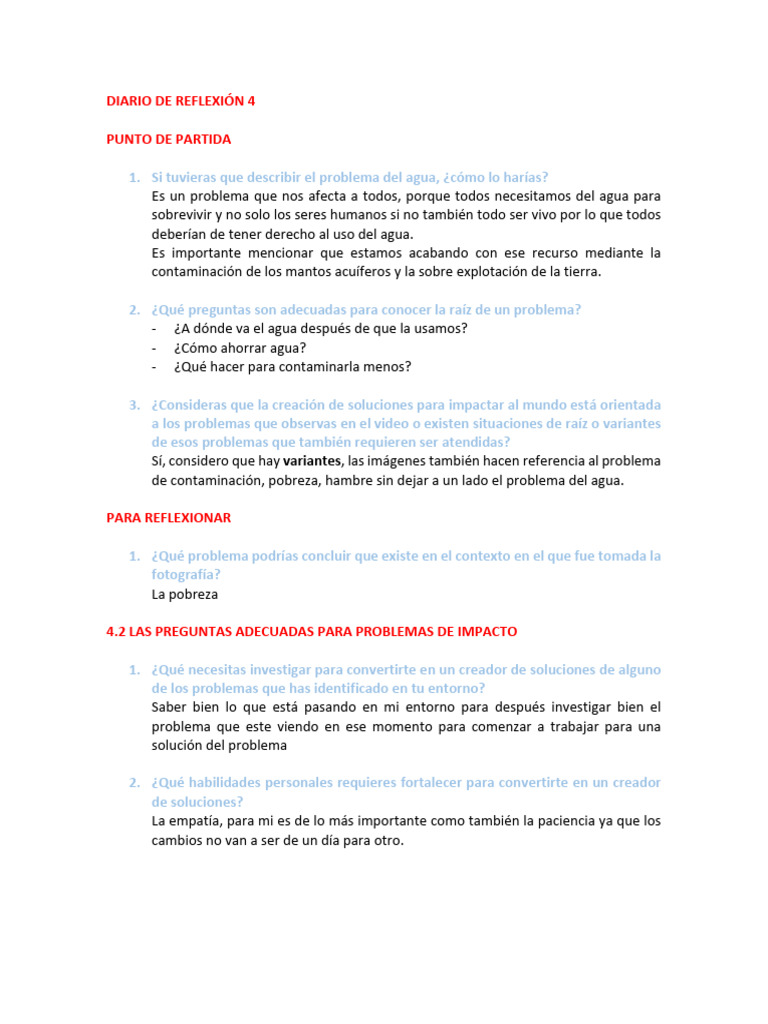 DIARIO DE REFLEXIÓN 4 FER | PDF