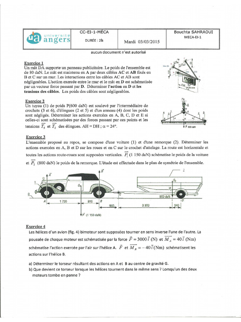 Mécanique Appliquée CC2 2014 2015 | PDF