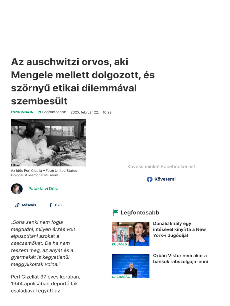 Telex - Az Auschwitzi Orvos, Aki Mengele Mellett Dolgozott, És Szörnyű ...