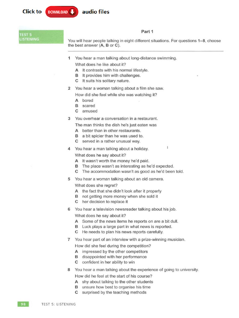 Listening Comprehension Practice Test | PDF