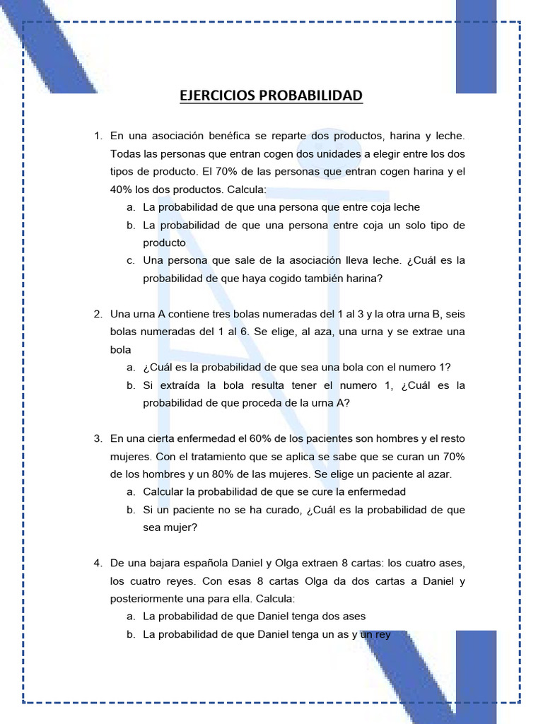 Ejercicios Probabilidad | PDF | Probabilidad