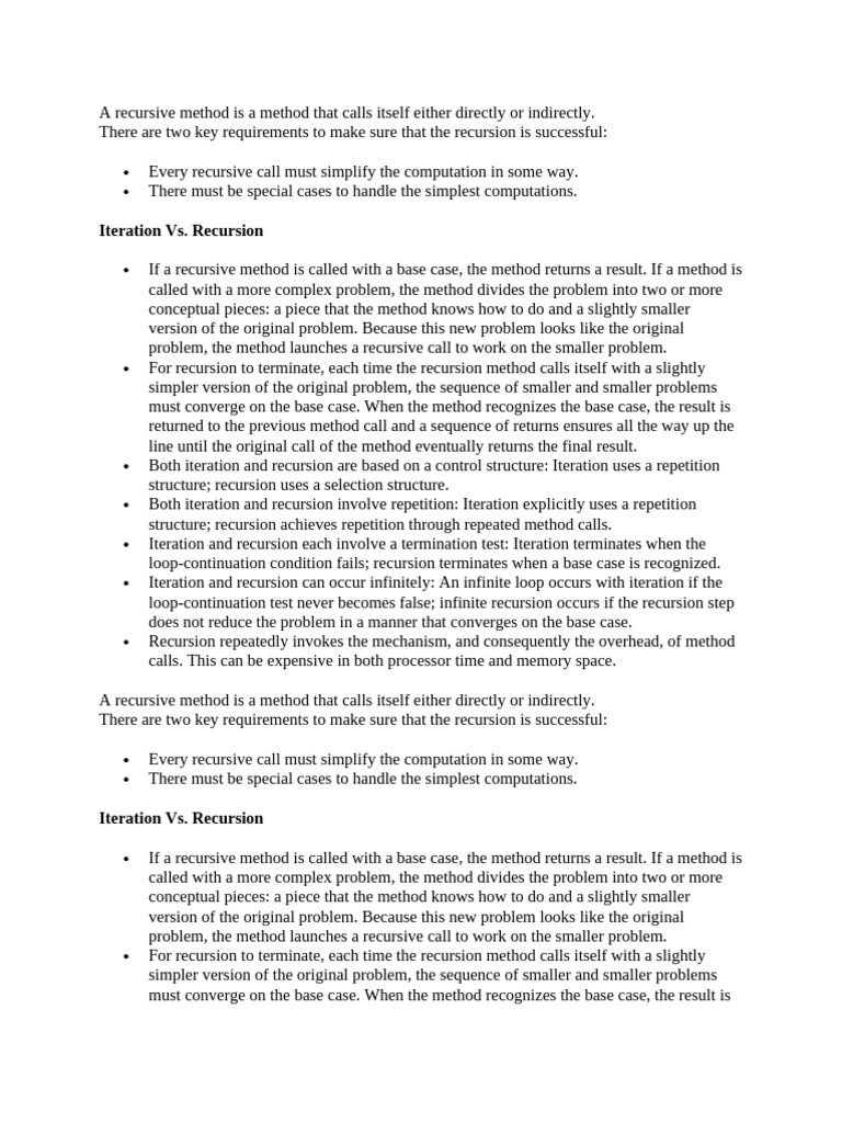 Differences and Similarities Btween Recursion and Iteration | PDF ...