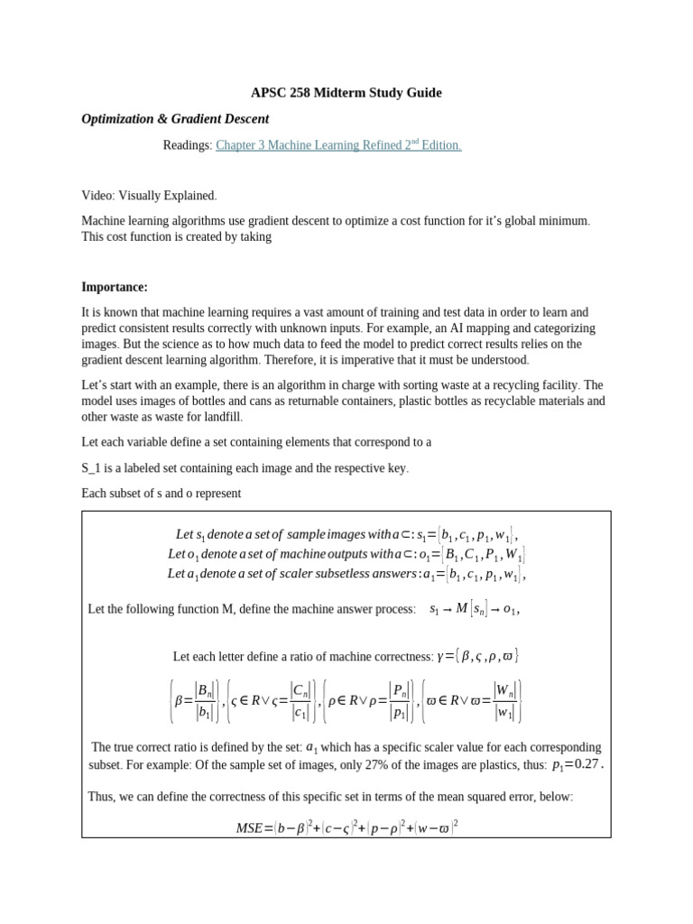 Gradient Descent in Machine Learning | PDF | Regression Analysis | Mean Squared Error