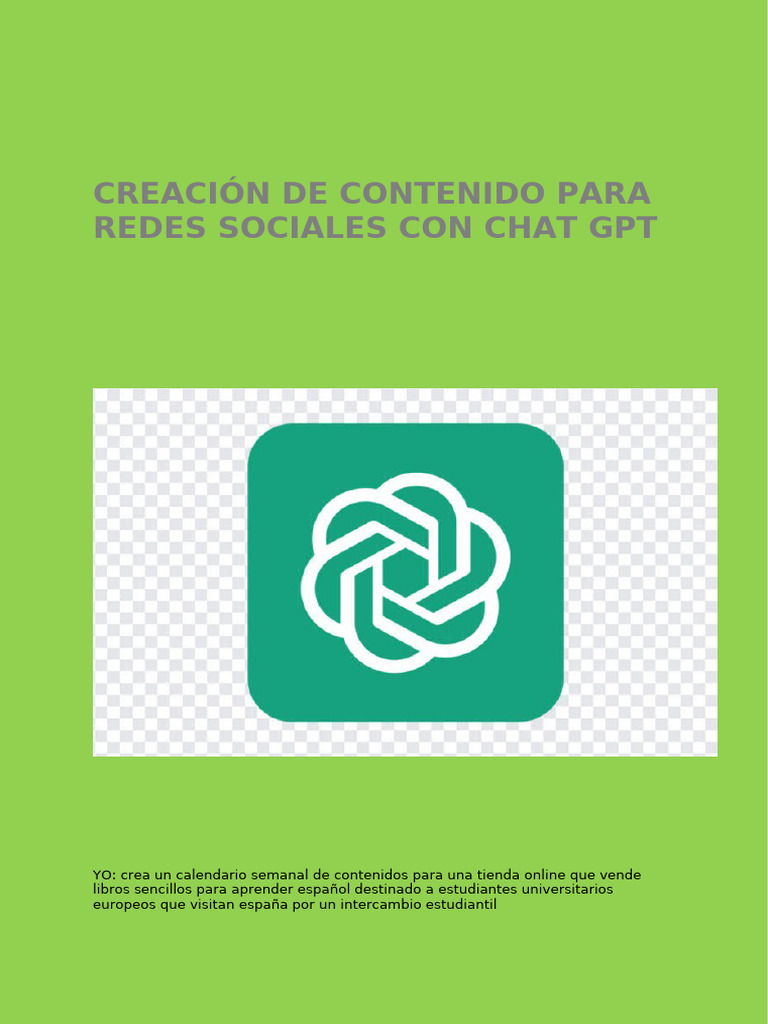 Creación de Contenido para Redes Sociales Con Chat GPT | PDF | Lengua española | Aplicación movil