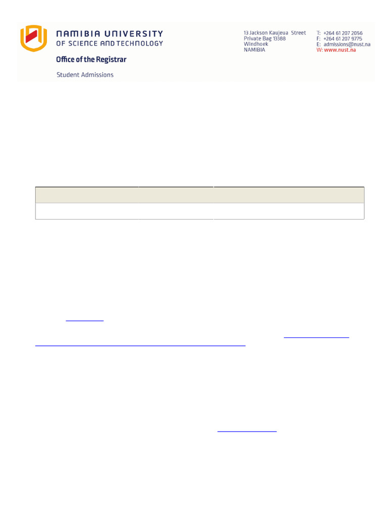 NUST Admission Confirmation for 2025 | PDF