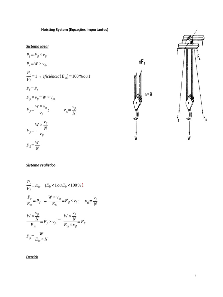 Hoisting System ( equações importantes) | PDF