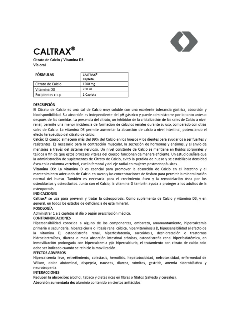 CALTRAX | PDF | Calcio | Drogas