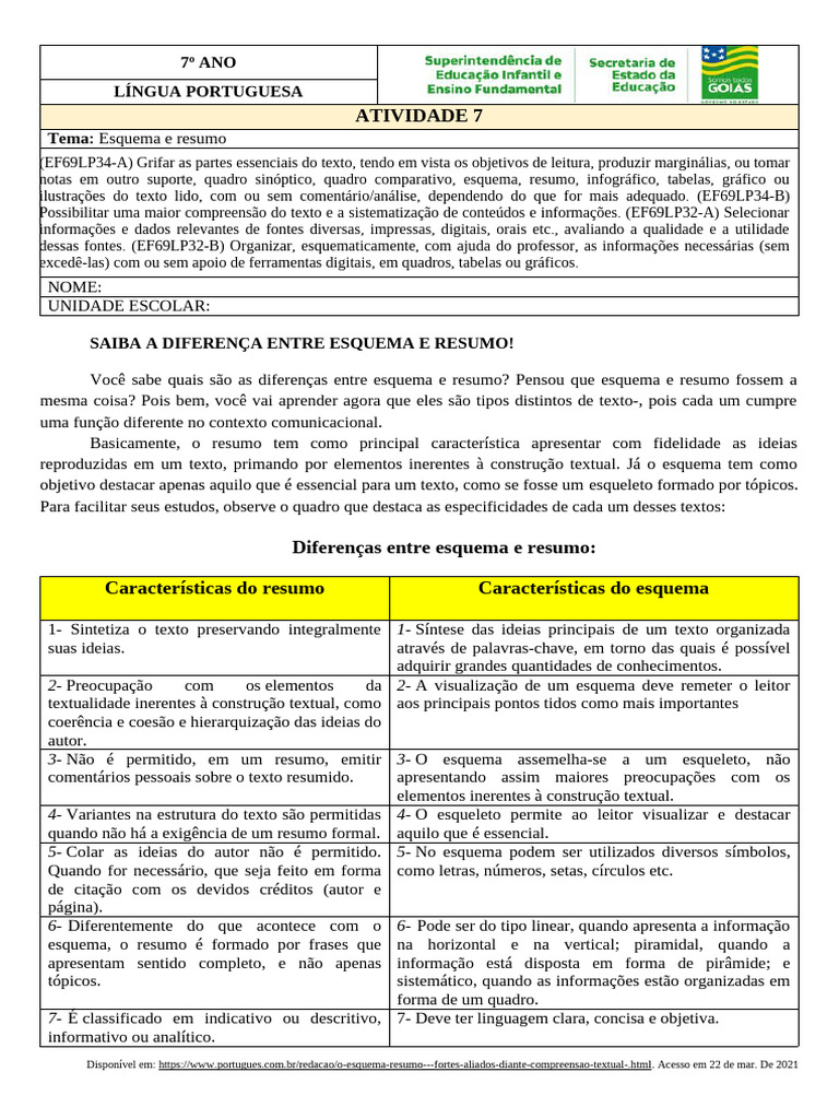 Esquema e Resumo Professor | PDF | Abstract (resumo) | Charles Darwin