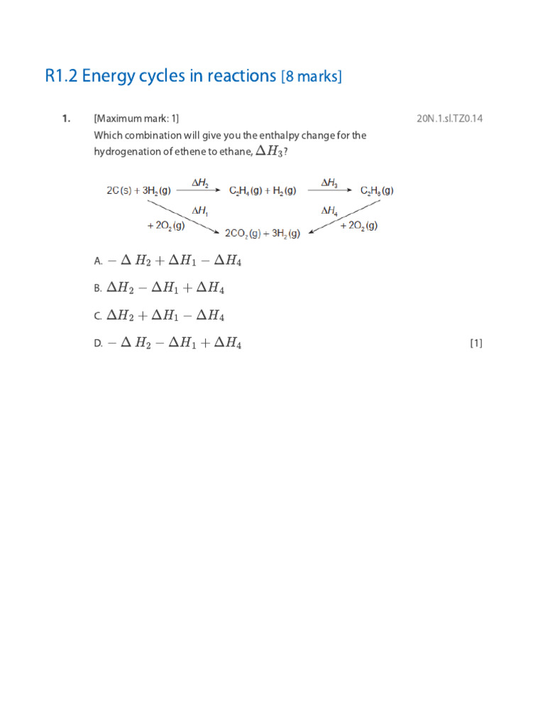 R1.2 Energy Cycles in Reactions | PDF | Enthalpy | Chemical Reactions