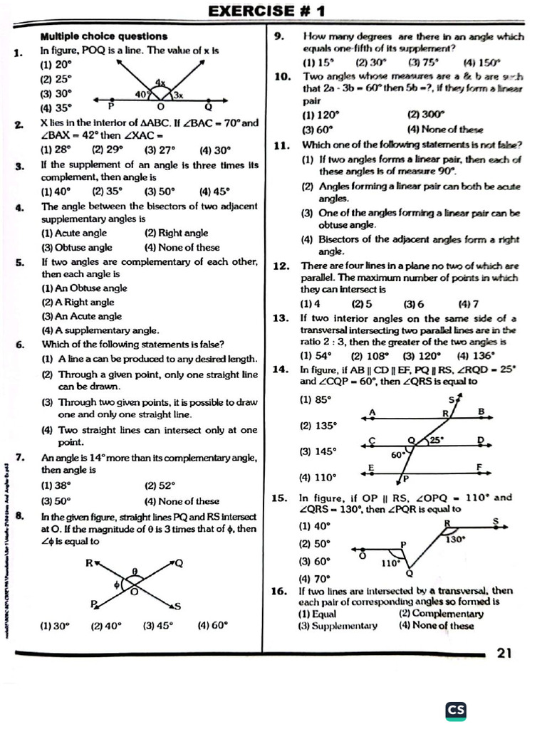 GR 9 Maths QB Lines Angles | PDF