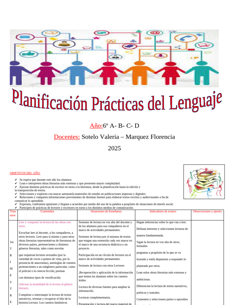 Planificacion Anual 6to Pr. Lenguaje | PDF | Poesía | Narración