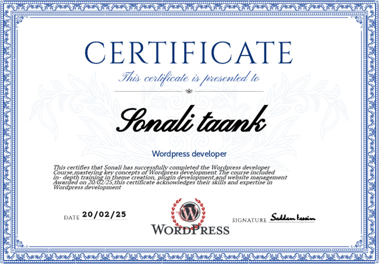 Wordpress Certificate | PDF