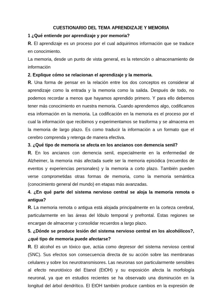 Aprendizaje y Memoria: Conceptos Clave | PDF | Memoria | Cerebro