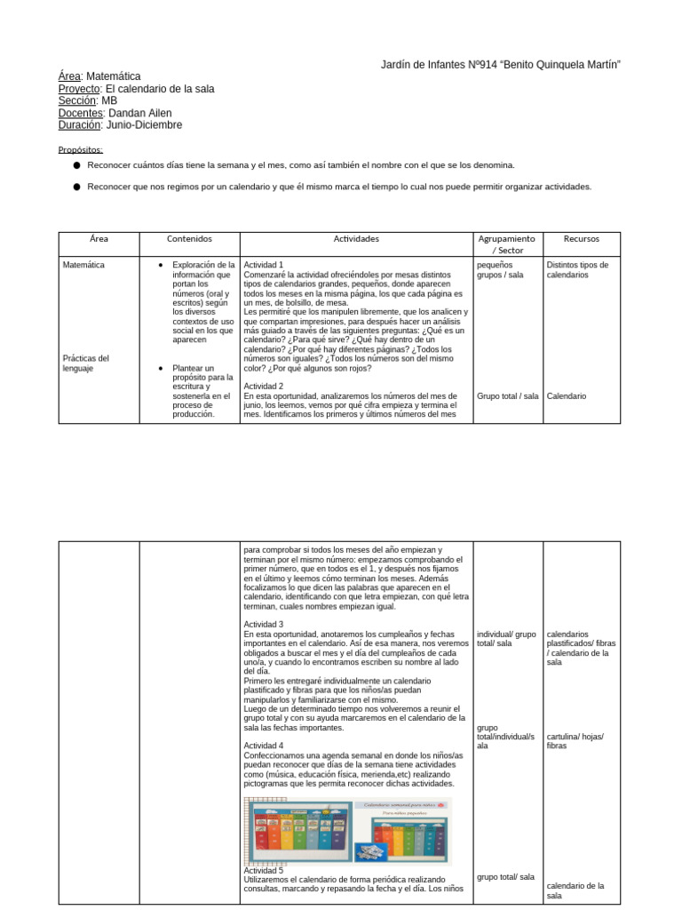 Proyecto calendario | PDF | Calendario