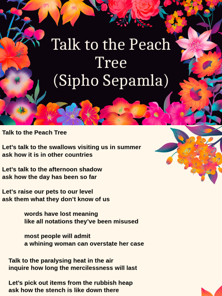 Analyzing "Talk to the Peach Tree" | PDF | Human Communication