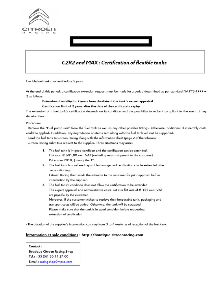 InfoCom N°103 Certification of Flexible Tanks | PDF