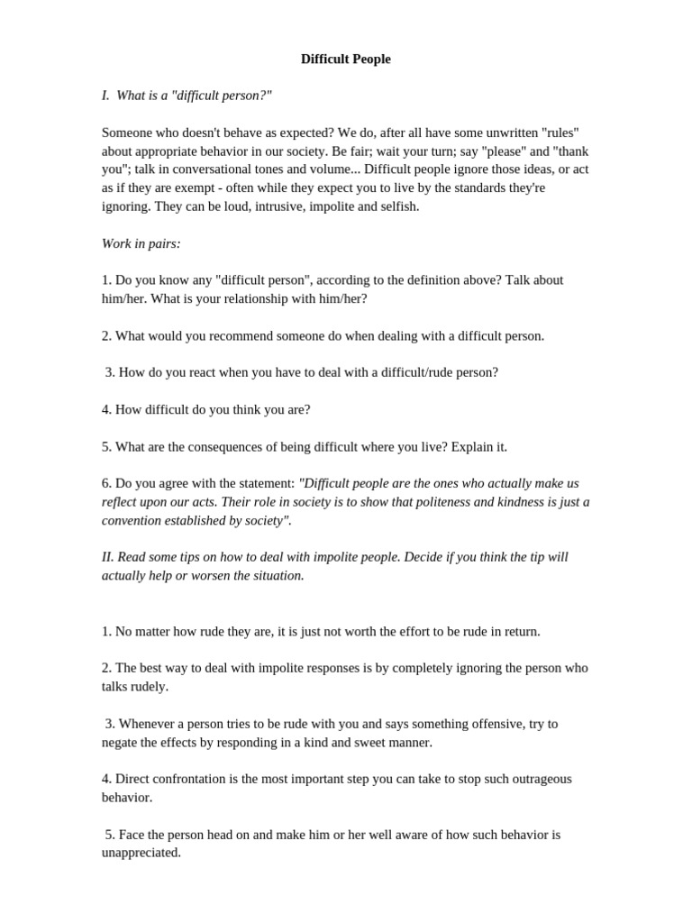 Strategies for Dealing with Difficult People | PDF