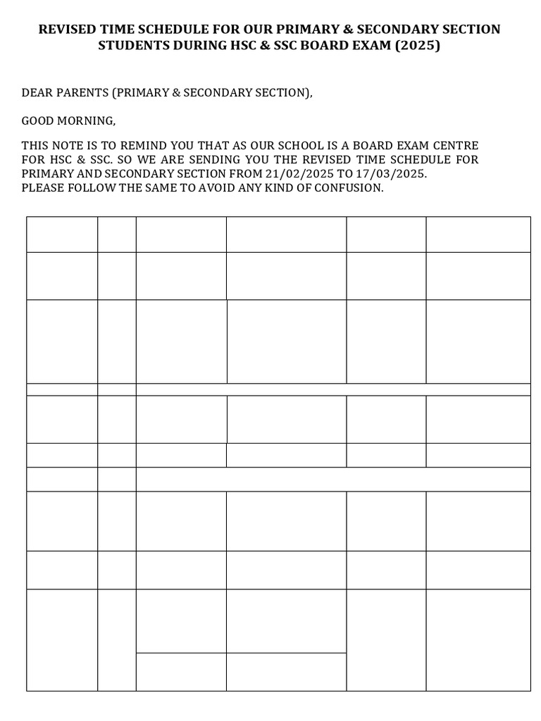 HSC & SSC Board Exam Schedule | PDF | Student Assessment And Evaluation ...