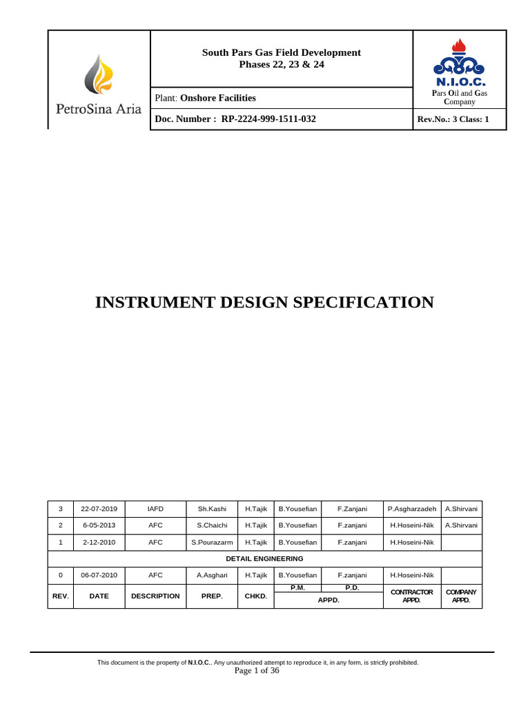 INSTRUMENT DESIGN SPECIFICATION | PDF | Flow Measurement | Instrumentation