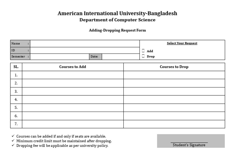 Add Drop Form v2 | PDF