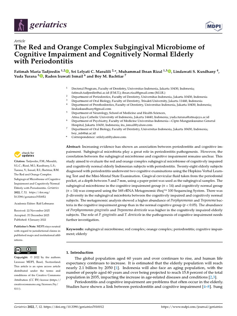 The Red and Orange Complex Subgingival Microbiome | PDF | Genomics ...