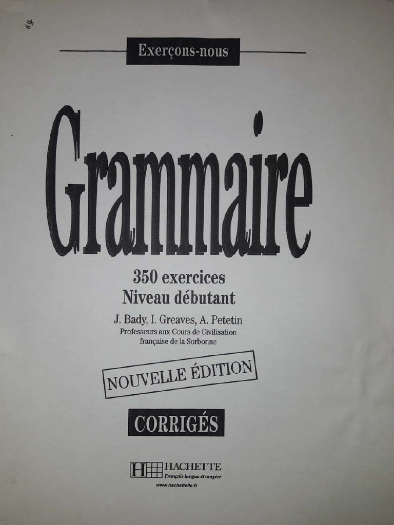 Les 350 Exercices Grammaire Debutant Corriges PDF Free | PDF
