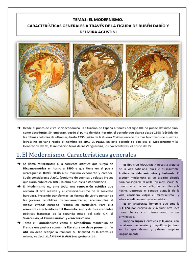 TEMA 1 2019. El Modernismo. Delmira | PDF | Poesía | Metro (poesía)