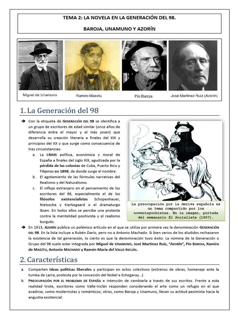 TEMA 2 2019. La Generación Del 98 | PDF | Novelas