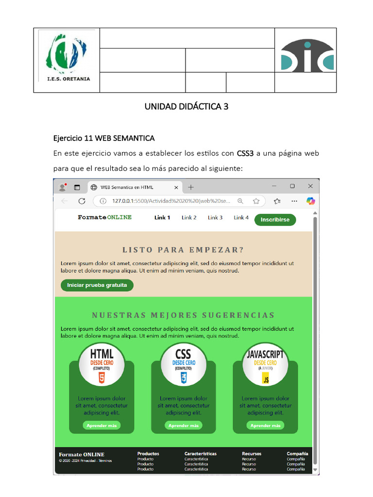 Ejercicio UD3-11 (Web Semantica HTML5) (1) | PDF | Tipografía | Texto