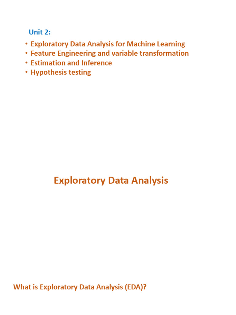 EDA Feature Eng - Estimation Inference and Hypothesis | PDF | Type I And Type Ii Errors ...