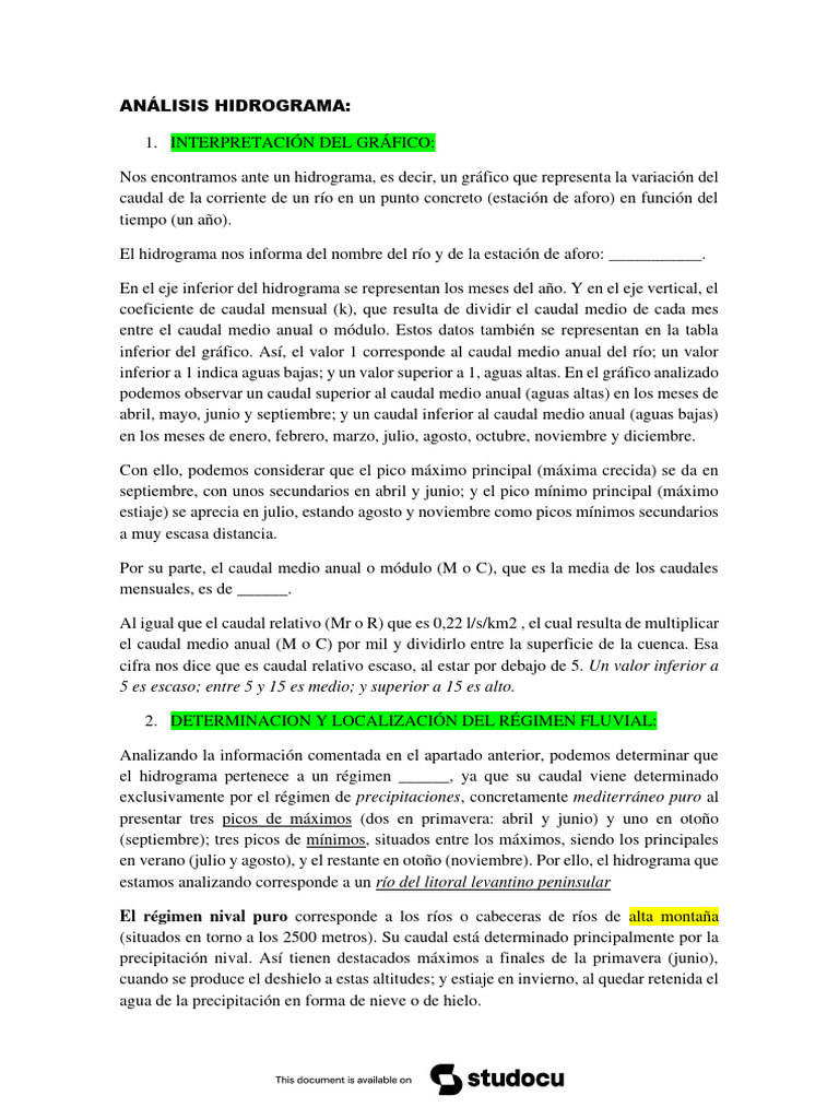 Análisis de Hidrogramas Fluviales | PDF | Río | Descarga (hidrología)