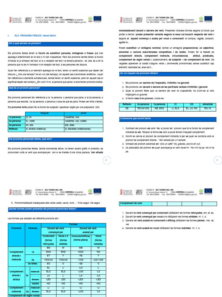 Teoria Pronoms Febles | PDF