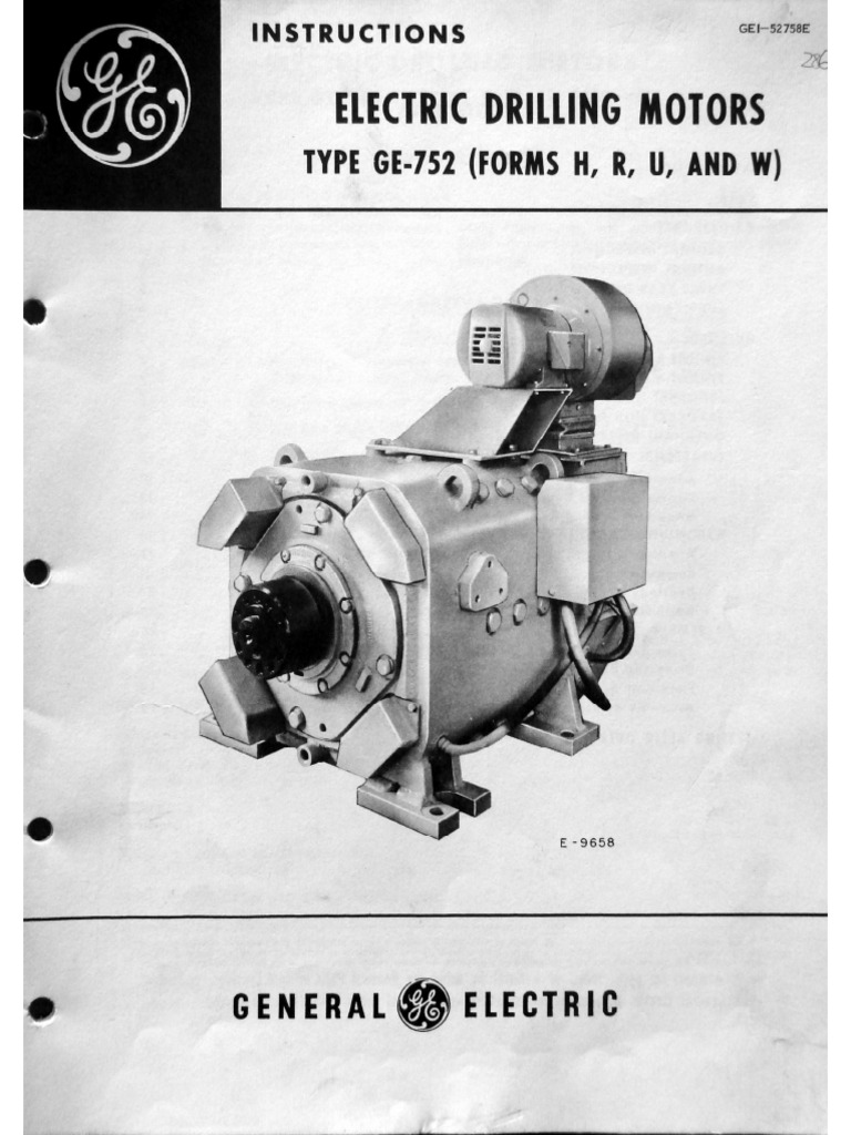Electric Drilling Motors Type GE-752-FORMS-H-R-U and W-GENERAL ELECTRIC ...