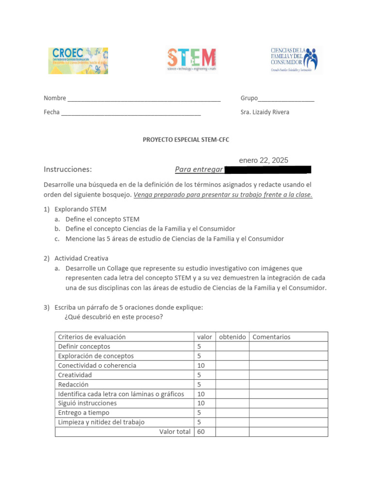 Proyecto STEM-CFC: Definiciones y Collage | PDF