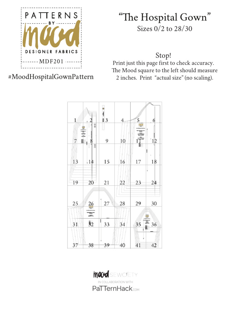 Mood Hospital Gown Pattern Guide | PDF