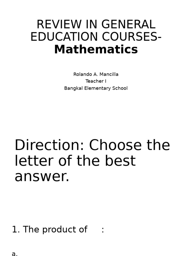General Education Math Review Questions | PDF | Length | Geometry