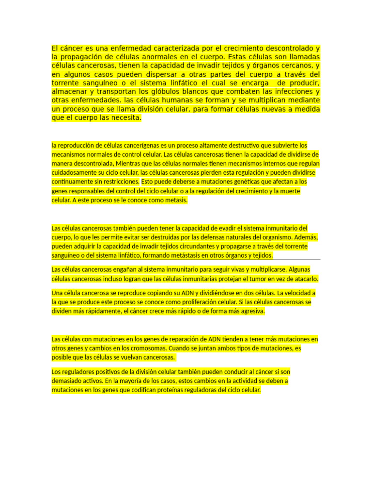 El Cáncer Es Una Enfermedad Caracterizada Por El Crecimiento ...