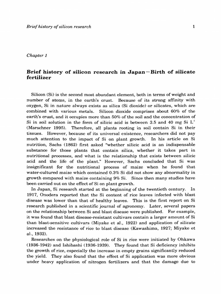 Chapter 1 - Brief History of Silicon Resear - 2002 - Soil Fertilizer ...
