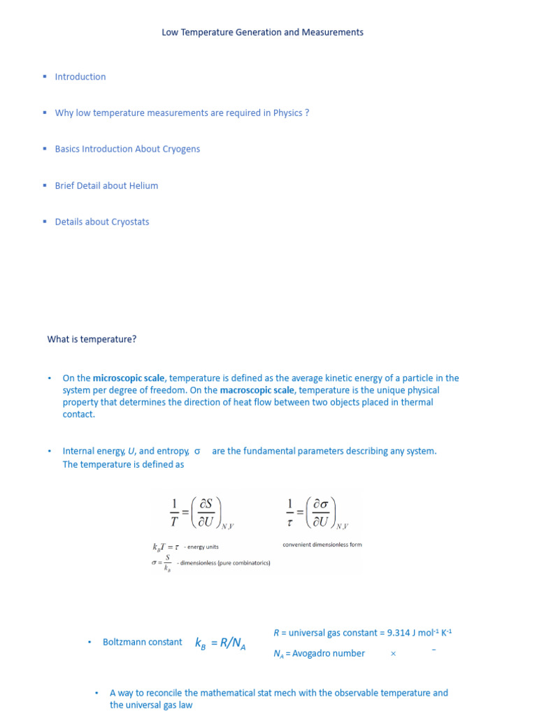 Low Temperature Measurement Techniques | PDF | Temperature | Liquids
