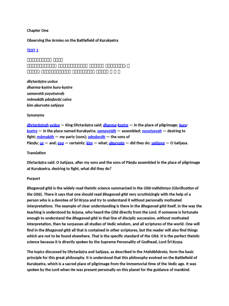 BG-Chapter One | PDF | Bhagavad Gita | Kurukshetra