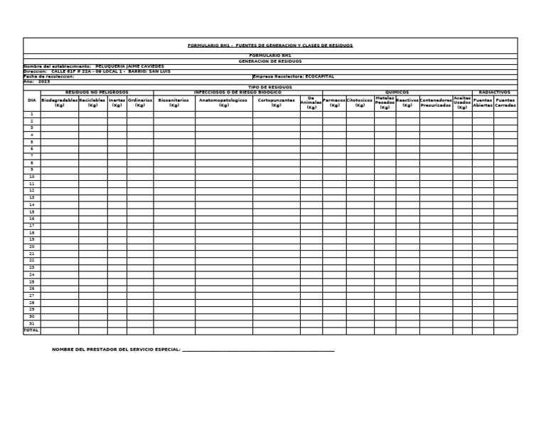 Formato Formulario RH1 | PDF