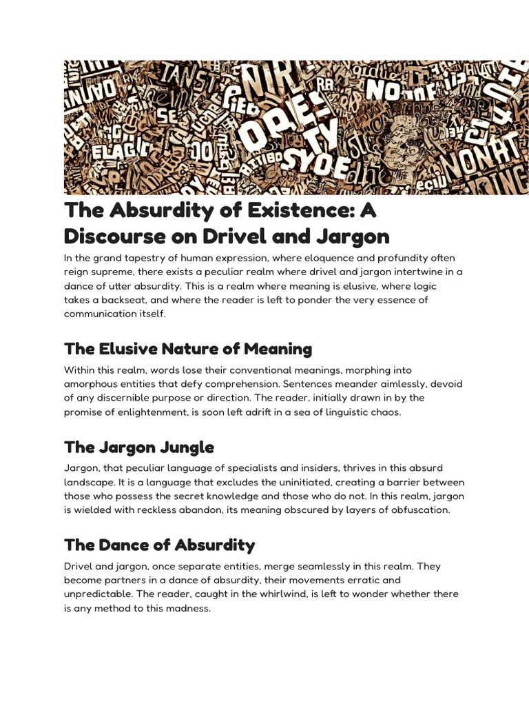 The Absurdity of Existence - A Discourse On Drivel and Jargon | PDF ...