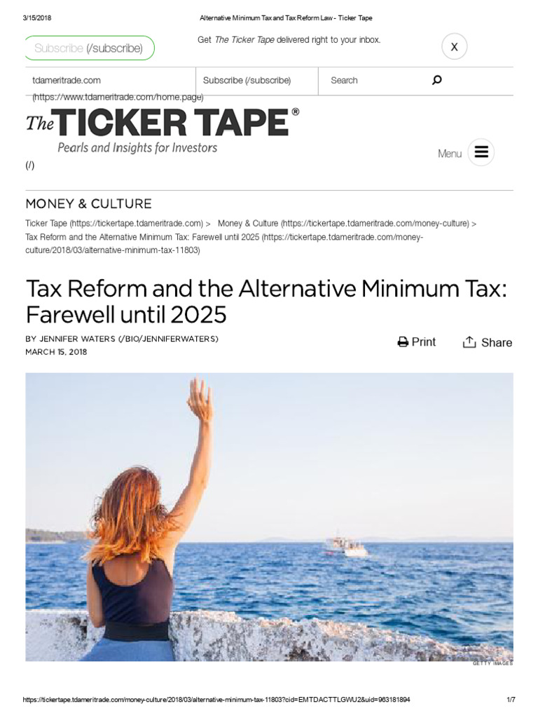 18-0315 Alternative Minimum Tax and Tax Reform Law - Ticker Tape | PDF ...